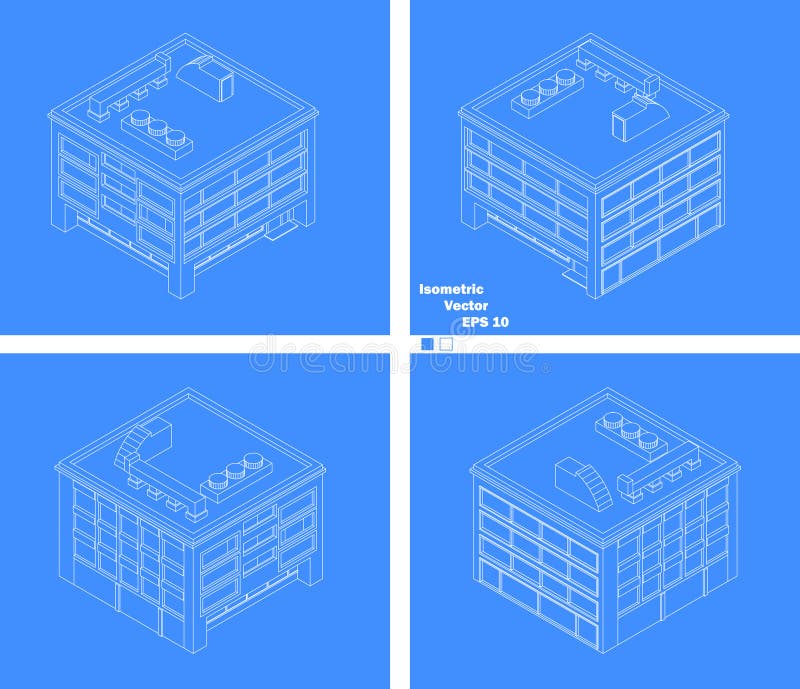 Four-story Building with Four Sides Schematic Drawing Stock Vector ...