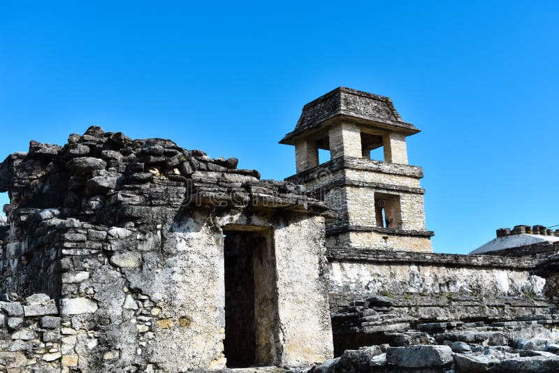 The Four-story El Palacio Tower in the Palenque Mayan Complex Stock ...