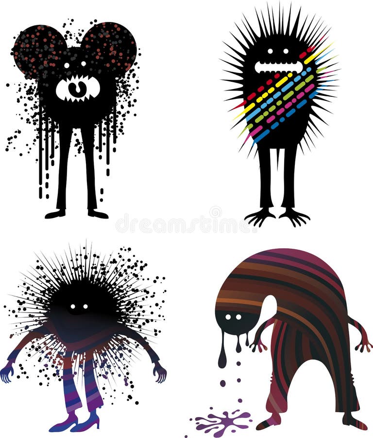 Four strange people stock vector. Illustration of stripe - 9834481