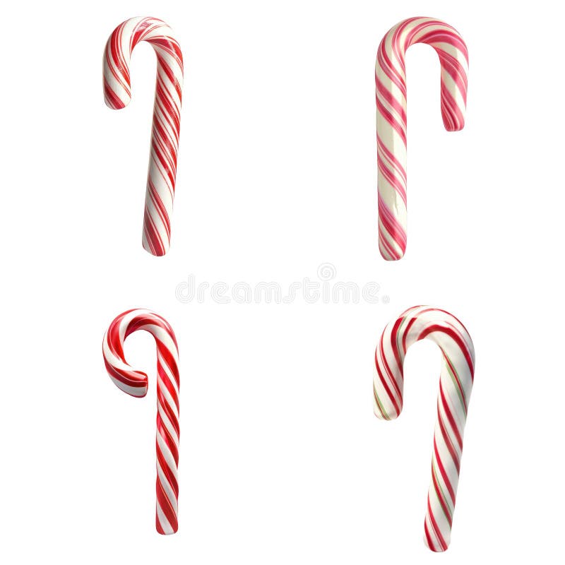 Four Striped Candy Canes in Various Orientations Stock Image ...