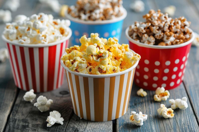 A Symphony of Popcorn Flavors Stock Illustration - Illustration of life ...