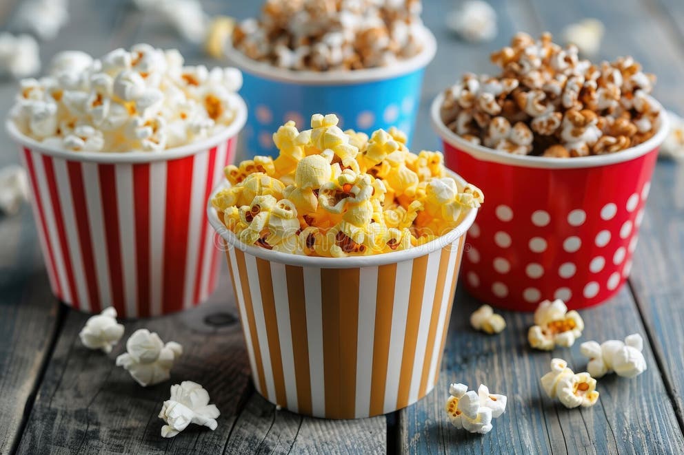 A Symphony of Popcorn Flavors Stock Illustration - Illustration of life ...