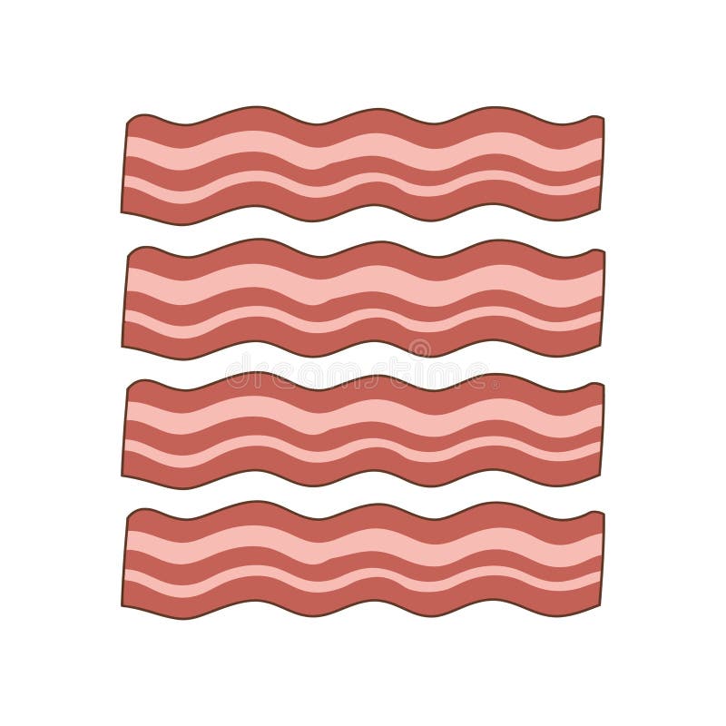 Four Strips of Crispy Bacon in a Flat Design Style, Showcasing Rich ...
