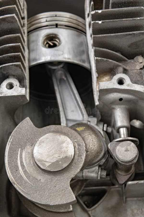 A Four-stroke Gasoline Engine in Section. the Interior of a Single ...