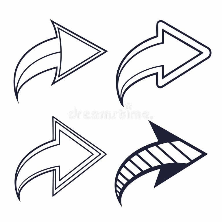 Four Stylized Arrows are Arranged in a Grid, Each with Unique Designs ...