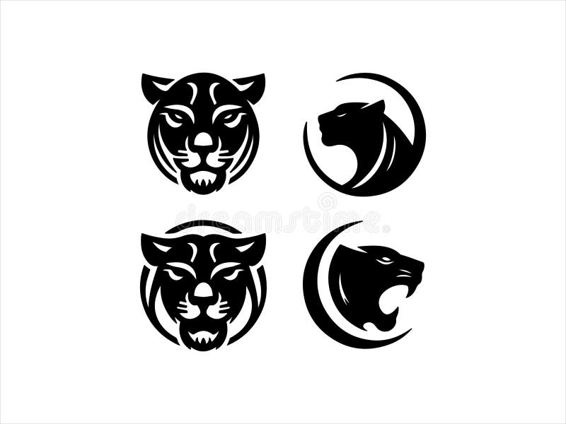 Black panther logo set stock illustration. Illustration of font - 360112643