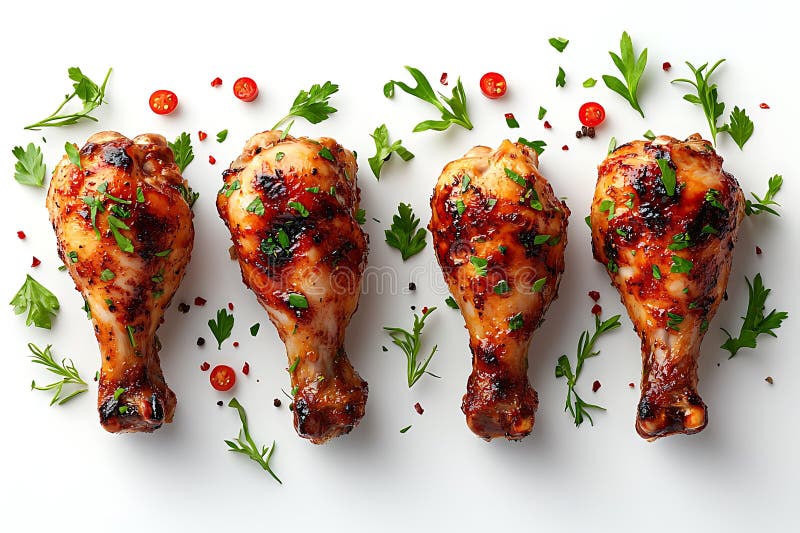 Delicious Grilled Chicken Drumsticks with Herbs and Spices Top View ...