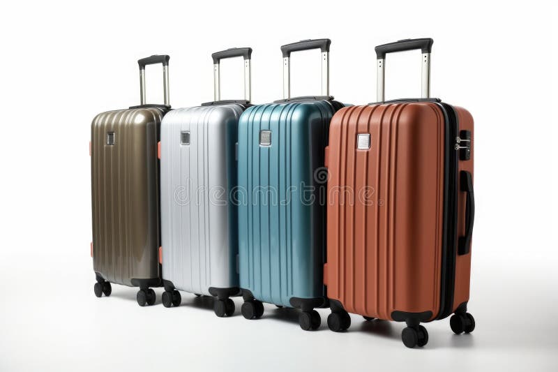 Four Suitcases Lined Up Together, Suitable for Travel Concept. Stock ...
