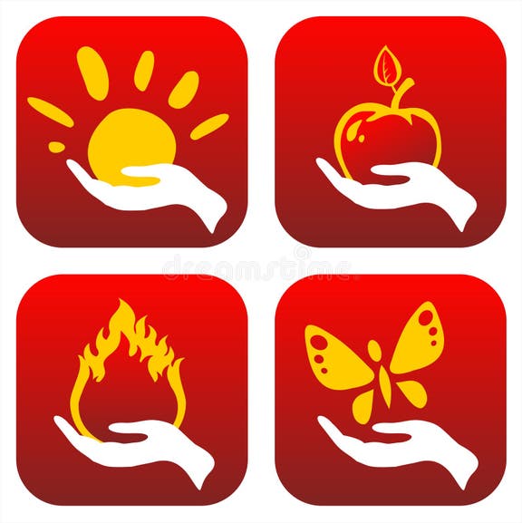 Four symbols stock vector. Illustration of apple, burn - 3374009