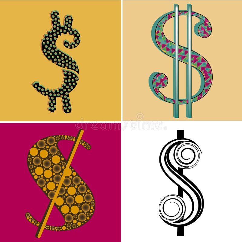 Four symbols of money stock vector. Illustration of financial - 33805939