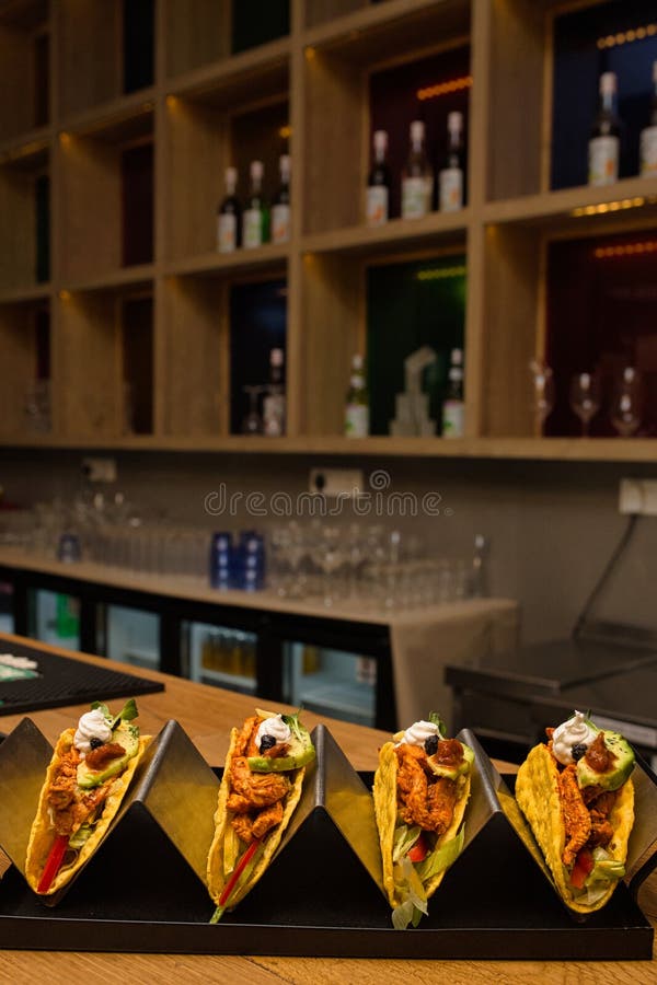 Tacos Arranged on a Plate in a Restaurant Setting Stock Photo - Image ...