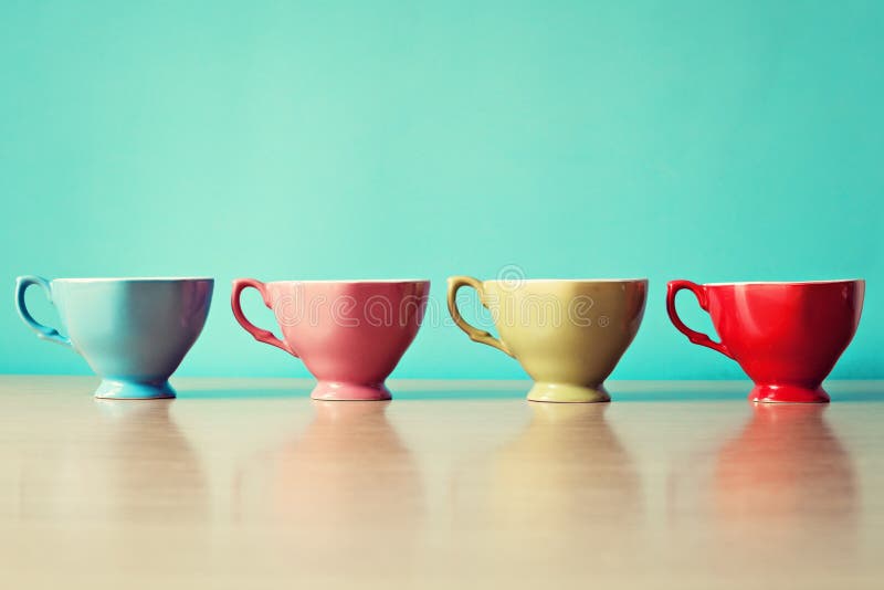 Four Tea Cups stock image. Image of coffee, mother, book - 43405959