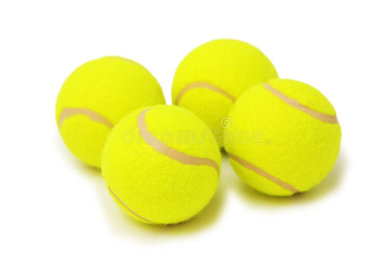 Four tennis balls isolated stock photo. Image of exercising - 2416166