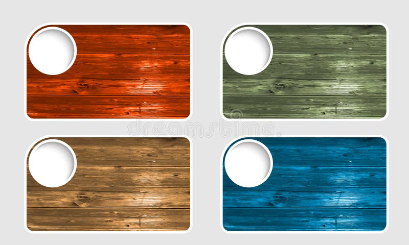 Four Text Boxes with Wood Pattern Stock Vector - Illustration of shadow ...