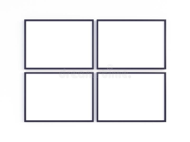Four A4 Thin Black Frames. 3D Illustration Stock Illustration ...