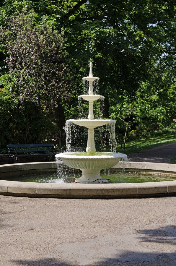Four Tier Water Fountain in a Park Stock Image - Image of design ...