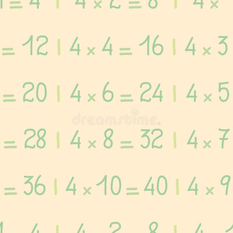 Four Times Table with Many Kids Cartoon Character Stock Vector ...