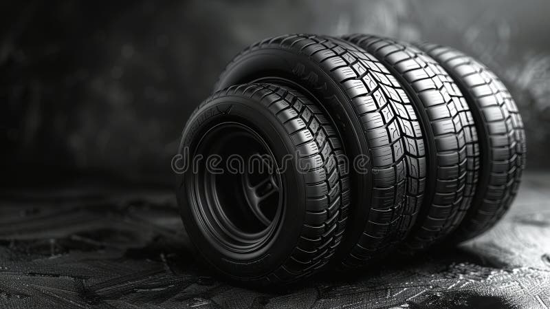 Four Tires Stacked on Top of Each Other Stock Photo - Image of system ...
