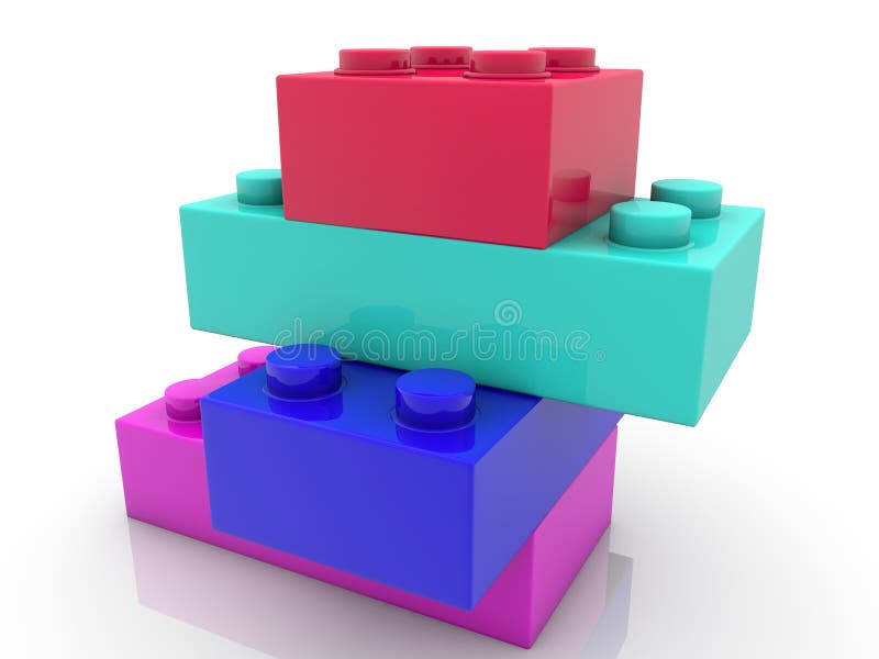 Four Toy Bricks of Different Sizes and Colors Stock Illustration ...