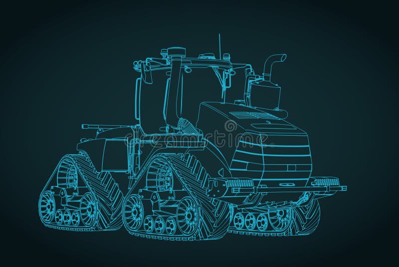Four-track Tractor Blueprint Stock Illustration - Illustration of ...