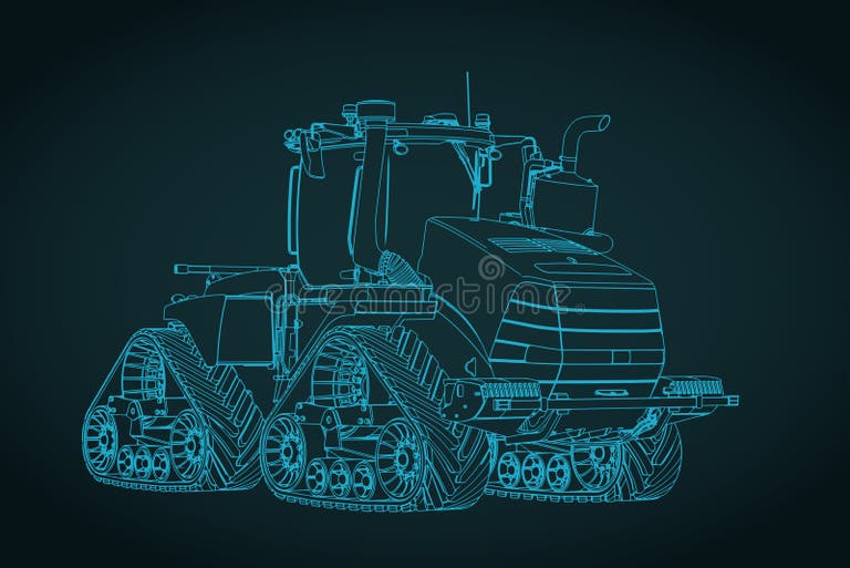Four-track Tractor Blueprint Stock Illustration - Illustration of ...