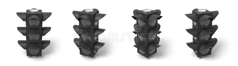 Four Traffic Lights on Off-mode Isolated Stock Illustration ...