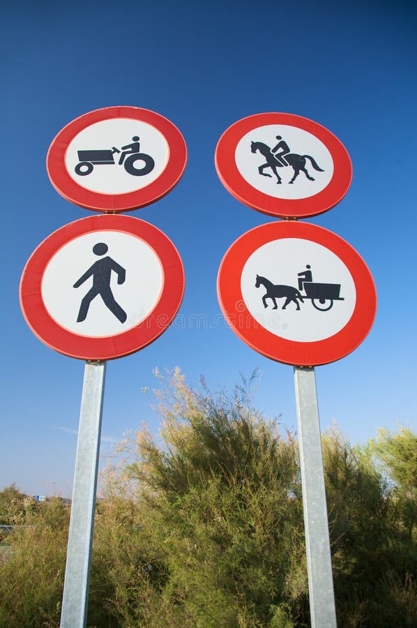 Four traffic signs stock photo. Image of road, circle - 12394084