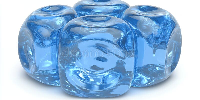 Four Translucent Blue Ice Cubes Grouped Together Abstract Background ...