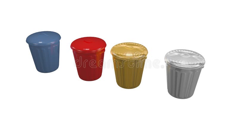 Four trash cans stock illustration. Illustration of container - 34901641