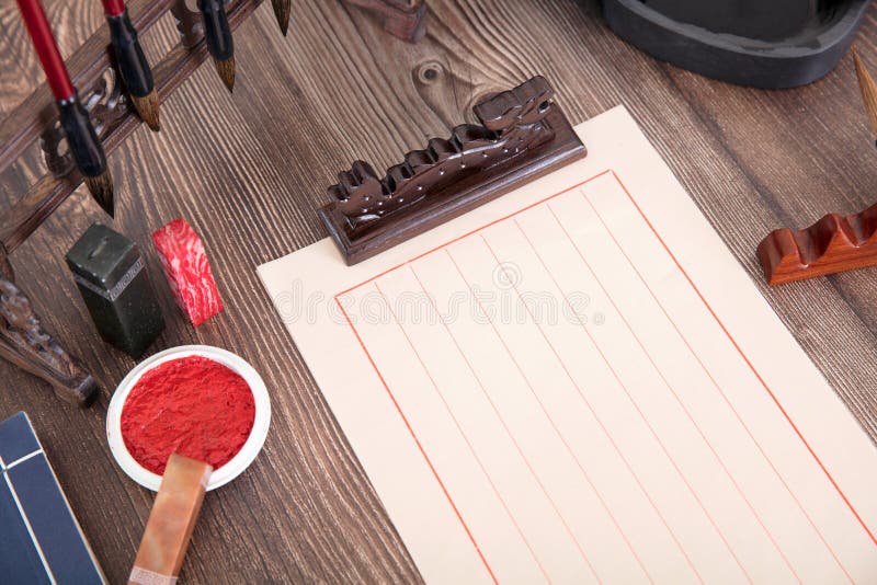 Four Treasures of Chinese Calligraphy Stock Image - Image of elements ...