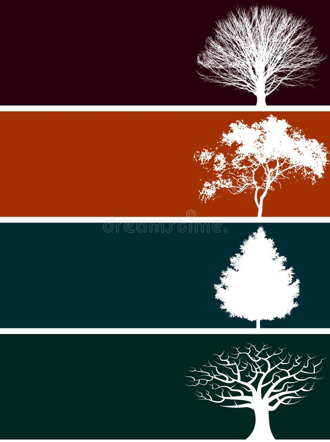Banners with Tree in Different Seasons Stock Vector - Illustration of ...