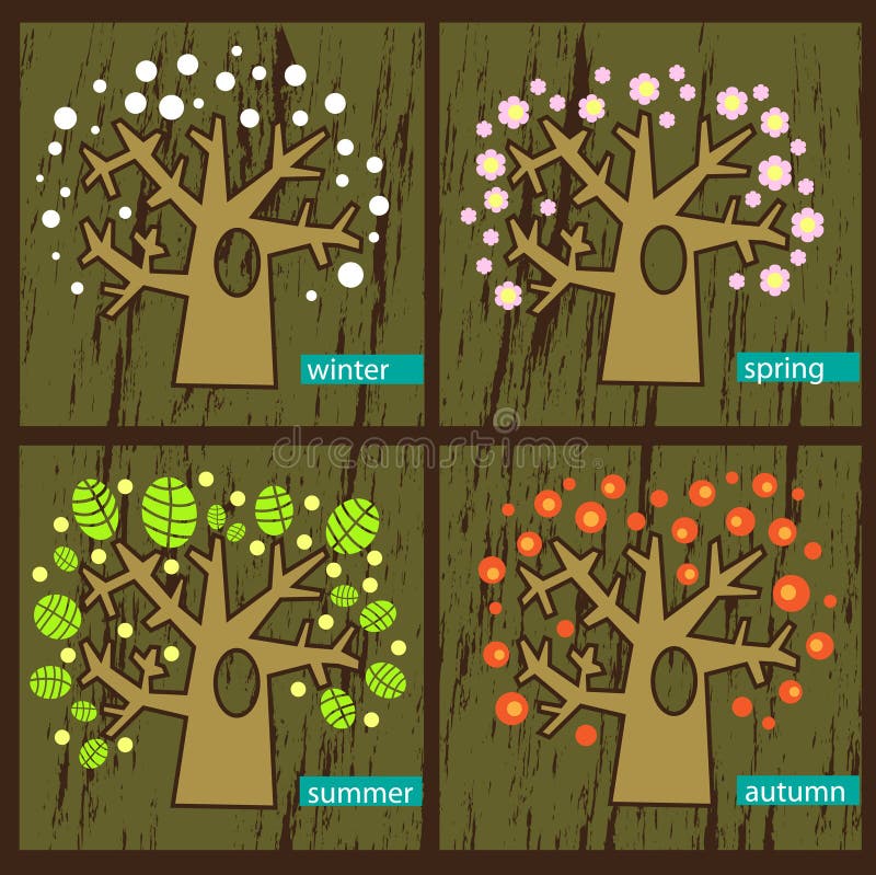 Four trees stock vector. Illustration of leaf, element - 24119575
