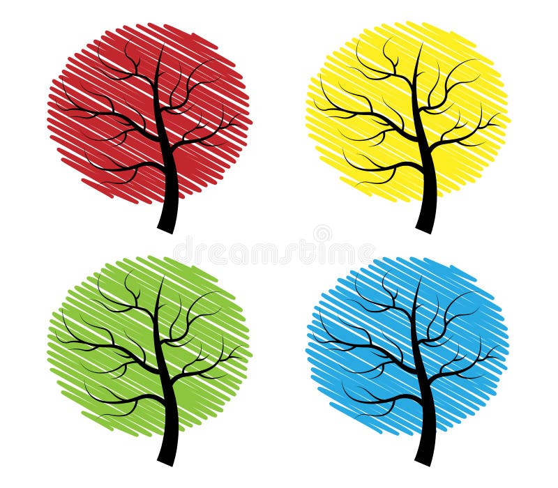 Four trees stock vector. Illustration of bush, abstract - 46427935
