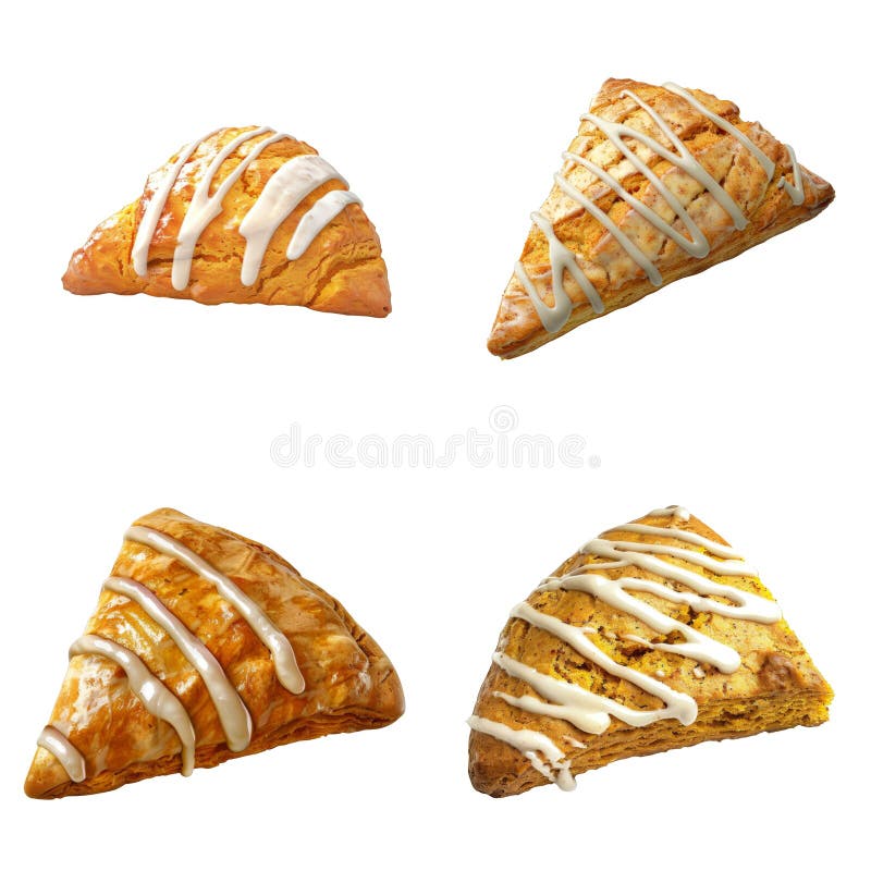 Four Triangular Pumpkin Scones with White Glaze Stock Image ...