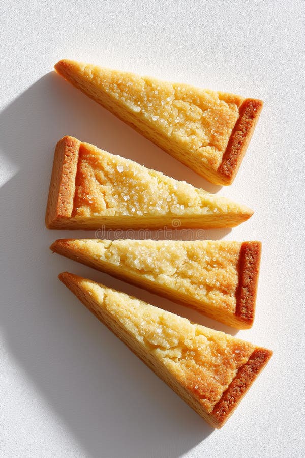 Four Triangular Slices of Golden Cake Presented on a Clean White ...