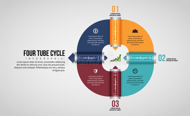 Four Tube Cycle Infographic Stock Vector - Illustration of backdrop ...
