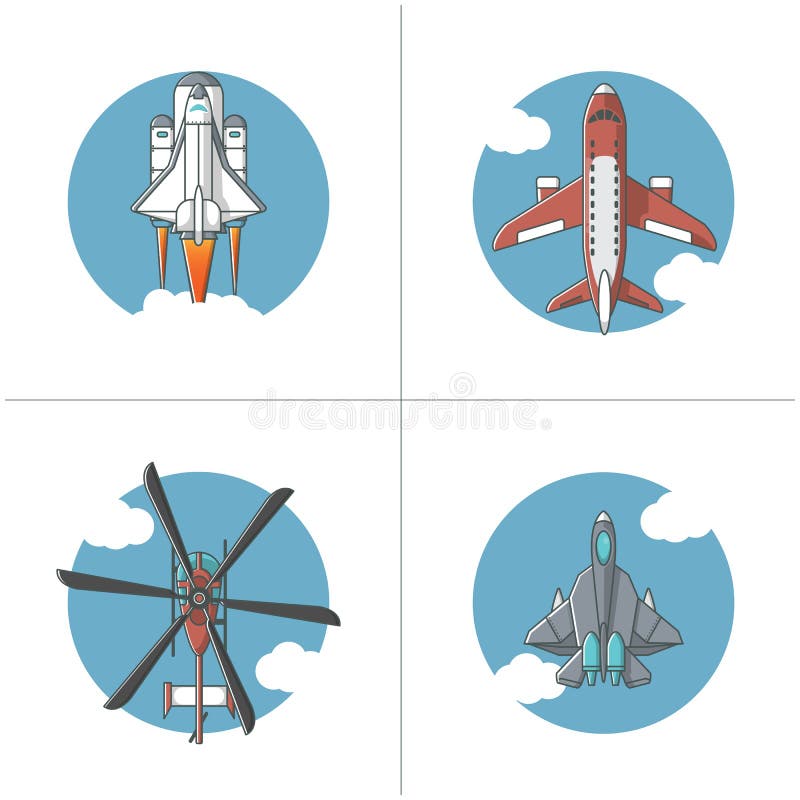 Four Types of Air Transportation Illustration Stock Vector ...