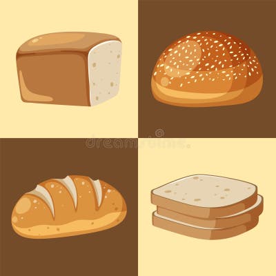 Four types of bread stock vector. Illustration of meal - 326073439