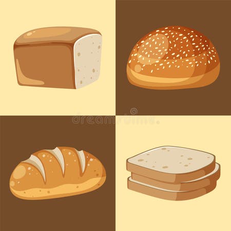 Four types of bread stock vector. Illustration of meal - 326073439