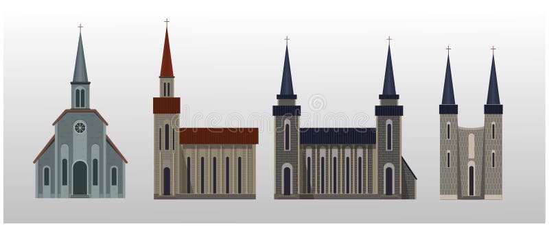 Four Types of Catholic Church. Vector Stock Vector - Illustration of ...