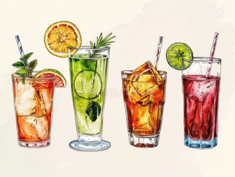 Four Types of Drinks stock image. Image of smoothie - 372114151
