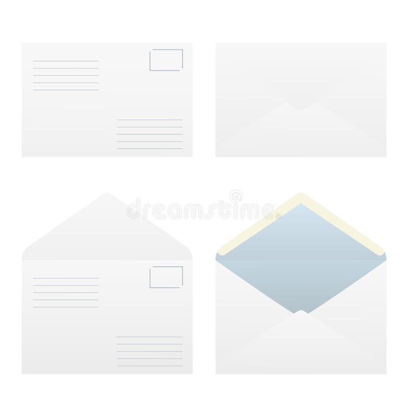 Four Types of Postal Envelopes. Stock Vector - Illustration of isolated ...