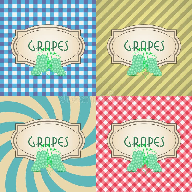 Four Types of Retro Textured Labels for Grapes Stock Vector ...