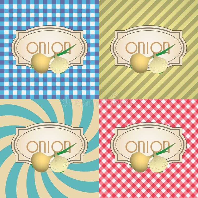 Four Types of Retro Textured Labels for Onion Eps10 Stock Vector ...