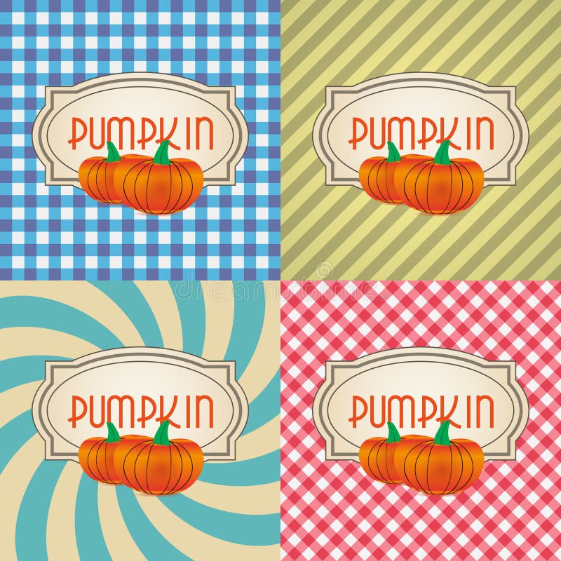 Four Types of Retro Textured Labels for Pumpkin Stock Vector ...