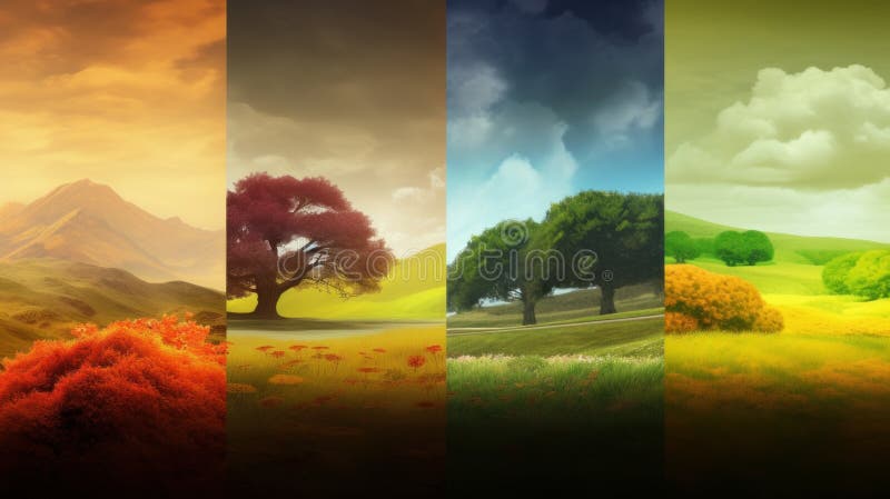 Four Types of Scenery Generative AI Stock Illustration - Illustration ...