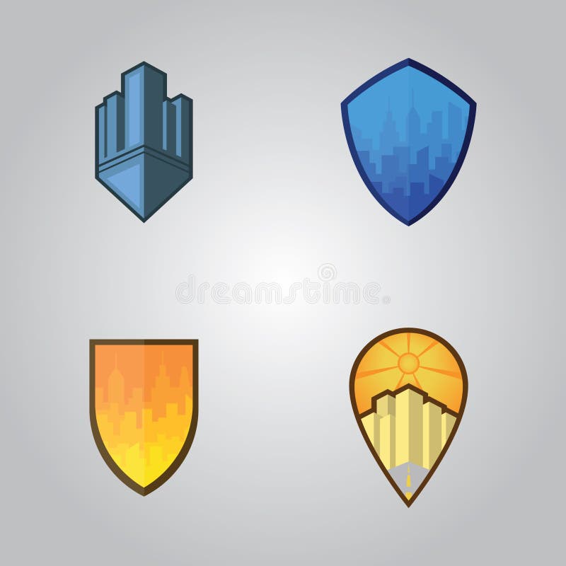 Four Unique City Logo and Real Estate Stock Vector - Illustration of ...