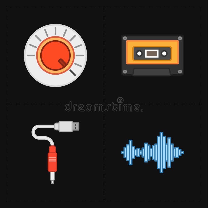 Four Universal Flat Music Icons Stock Vector - Illustration of ...