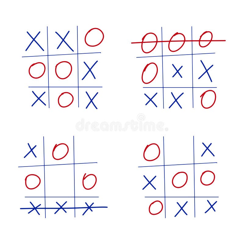 Four Variants of the Game of Tic Tac Toe with Victory and Defeat Stock ...
