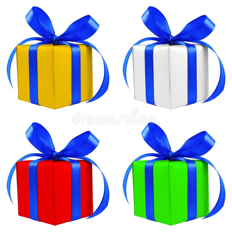 Set of Six Various Color Glossy Gift Wrapped Presents Stock Photo ...